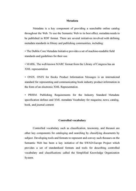 Metadata Is A Key Component Of Providing A Searchable Online Catalog