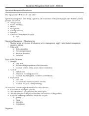 Operations Management Study Guide Midterm Docx Operations Management Study Guide Midterm