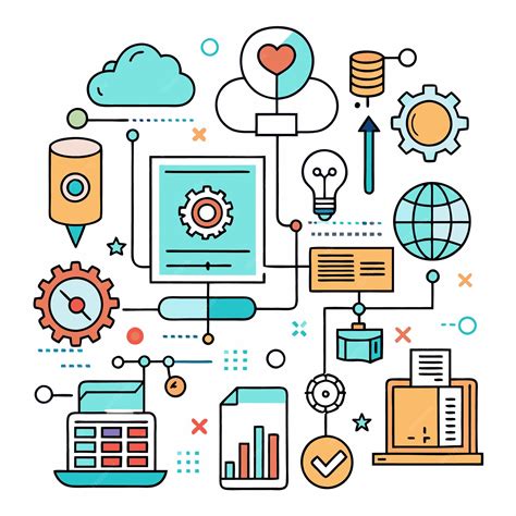 Abstract Illustration Of Interconnected Gears Clouds And Data Premium Ai Generated Vector