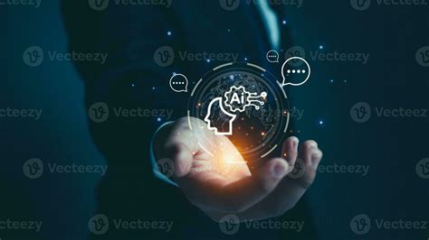 Bussiness Man Holding Brain Of Ai Symbolic Machine Learning