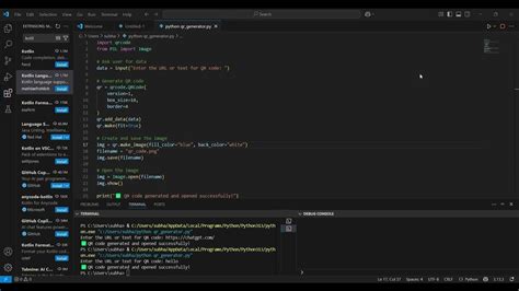 Qr Code Generater Python In Vs Code Youtube