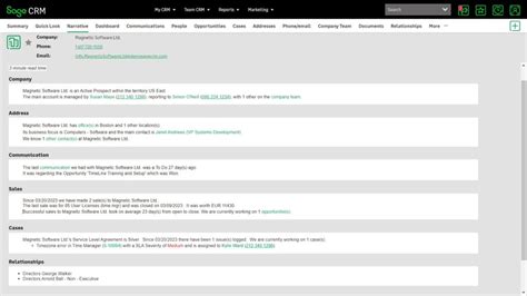 Sage CRM R UX Improvements The Company Narrative Sundae Solutions