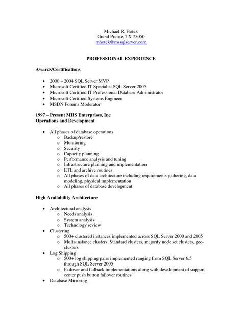 Sql Fresher Resume Sample Williamson Ga Us
