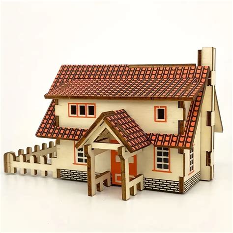 Дървен 3d Пъзел Комплект Пъзел За Модел На Сграда Модел На Кабина Комплект За Ръчна Изработка