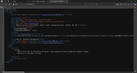 n8n editor ui doesn t work properly without javascript enabled