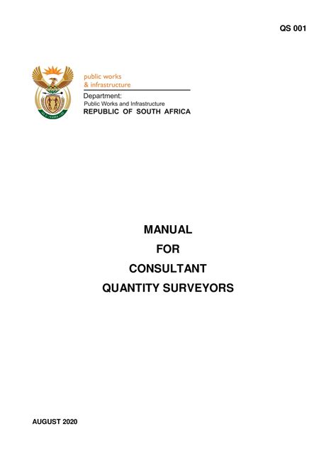 qs manual qs 001 august 2020 rev manual for consultant quantity