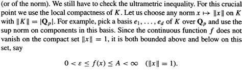 understanding robert s proof of extending of the p adic absolute value
