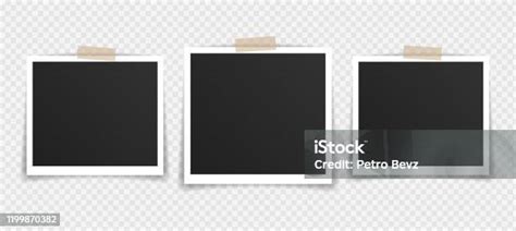 벡터 사진 프레임 모형 디자인입니다 투명 한 배경에 격리 된 스티커 테이프에 사진 프레임 벡터 일러스트레이션 가정용 캠코더에 대한 스톡 벡터 아트 및 기타 이미지 Istock