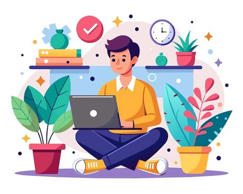 Designer Secretary Man With A Laptop Programmer Tester Digital Artist