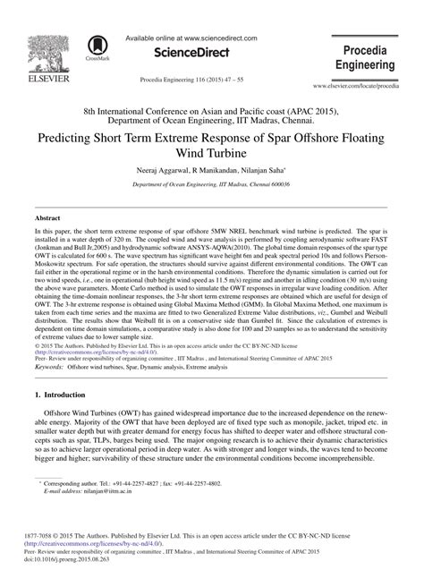 Pdf Predicting Short Term Extreme Response Of Spar Offshore Floating