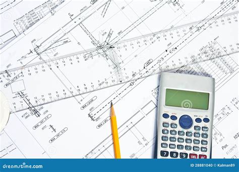 Engineer Calculations And Plans Stock Photo Image 28881040