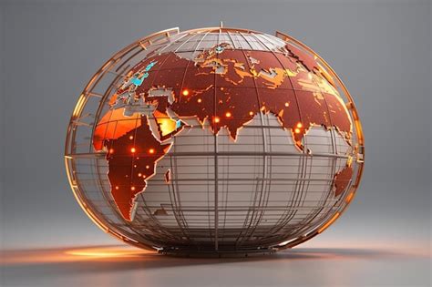 Premium Photo 3d Render Of A Wireframe Globe On Fiery