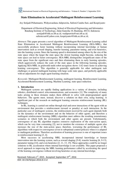pdf state elimination in accelerated multiagent reinforcement learning