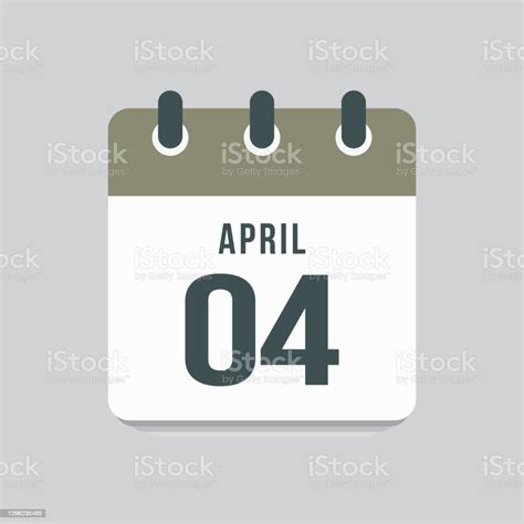 圖示日期 4 月 4 日範本日曆頁向量圖形及更多4號圖片 4號 一週 事件 Istock