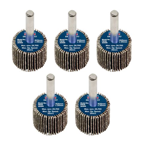 Sealey 25 X 20mm Abrasive Flap Wheel With 6mm Shaft 40grit Pack Of 5 Ondemand Truck Parts