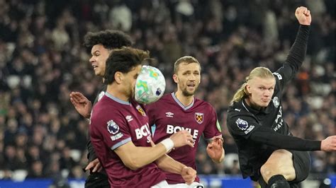 In Pictures Brutal Haaland Hit Downs Defender As Man City Held By West