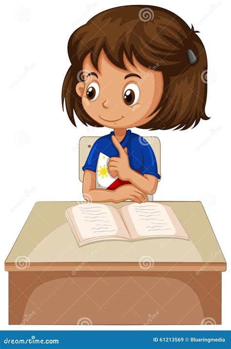 De Zitting Van Het Meisje Op De Stoel Vector Illustratie Illustration