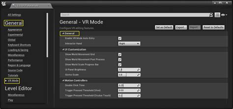 activating vr mode unreal engine 4 27 documentation