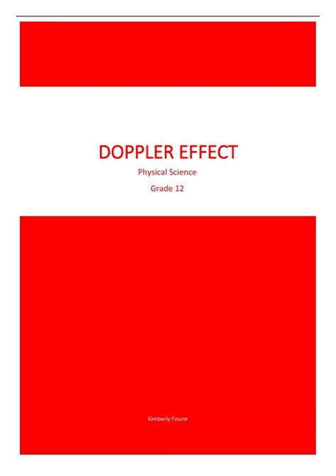 Summary Doppler Effect Physical Science Grade Physical Sciences Stuvia SA