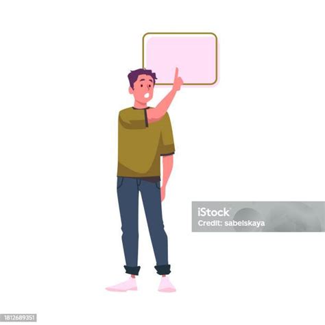 남자 포인트 손가락 보드까지 만화 벡터 일러스트 레이 션 화이트에 가리키기에 대한 스톡 벡터 아트 및 기타 이미지 가리키기