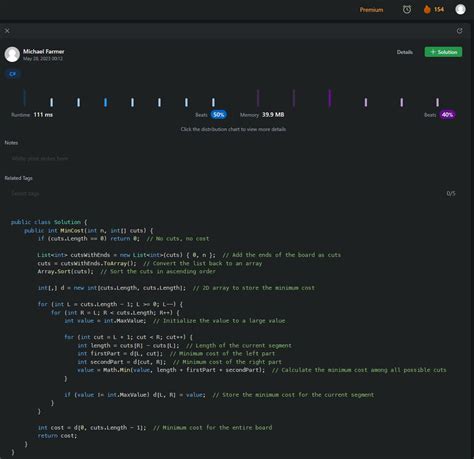 michael farmer on linkedin day 154 of xx completing at least one leetcode problem per day