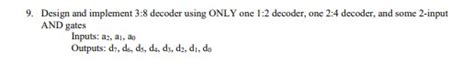 Solved 9 Design And Implement 38 Decoder Using Only One