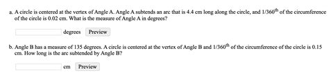 Solved A A Circle Is Centered At The Vertex Of Angle A