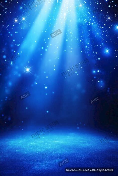 ai创作图蓝色 星光 舞台 背景 光线 闪耀 梦幻 星空 光斑 光束 光影 特效 神秘 深邃 空灵 昵图网