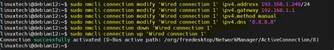 how to assign static ip address on debian 12
