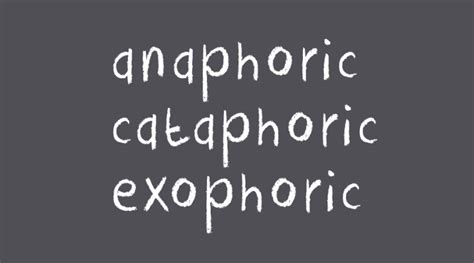 Anaphoric Cataphoric And Exophoric Referencing