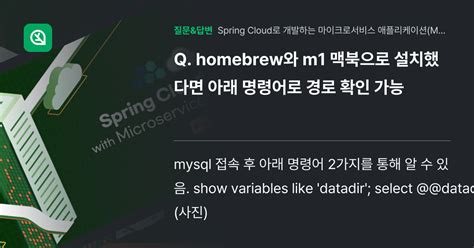 Homebrew와 M1 맥북으로 설치했다면 아래 명령어로 경로 확 인프런 커뮤니티 질문and답변