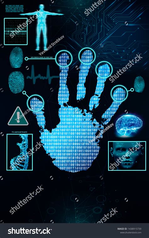 Scan Handprint Binary Code Human Data Stock Illustration 1438915739