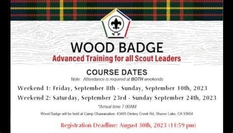 Woodbadge Banner Scouting America Sequoia Council