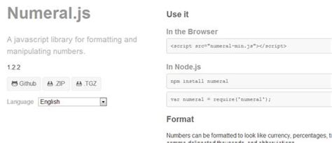 Numeral Js Is A JavaScript Library For Formatting And Manipulating Numbers It Can Be Used In
