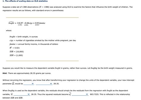 solved the effects of scaling data on ols statisticssuppose