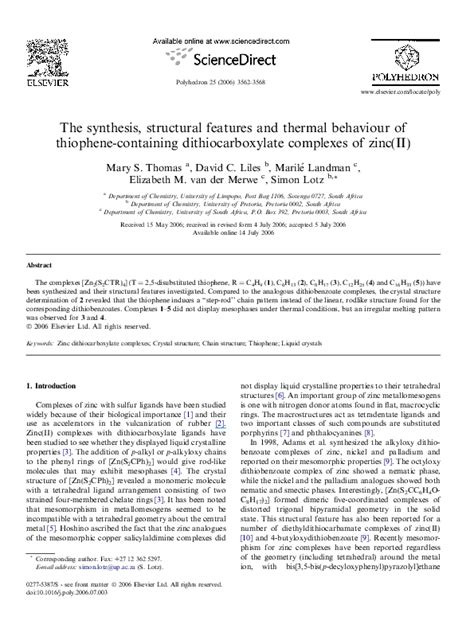 Pdf The Synthesis Structural Features And Thermal Behaviour Of