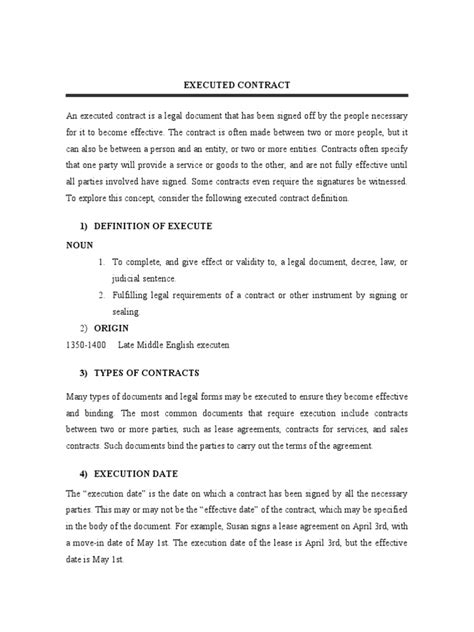 Executed Contract Pdf Lawsuit Legal Instrument
