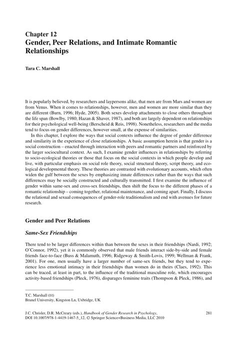 PDF Gender Peer Relations And Intimate Relationships