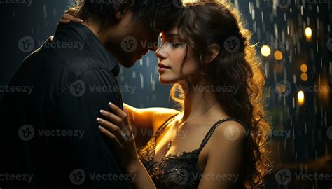 Young Couple Embracing Smiling Flirting And Dancing In A Nightclub Generated By Ai 28685843