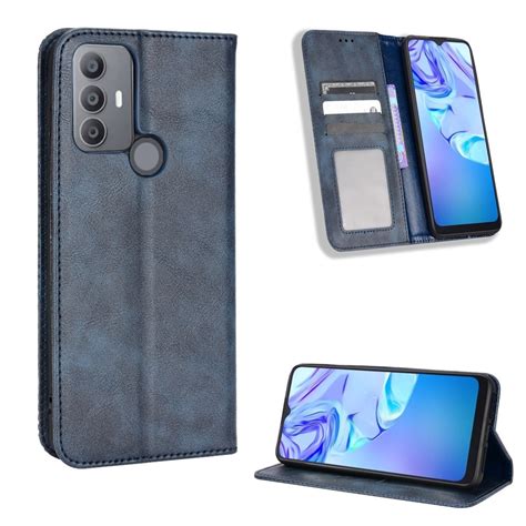 For Tcl 30 Se 30 E 306 Sharp Aquos V6 Magnetic Buckle Retro Texture Leather Phone Case