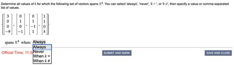 Solved Determine All Values Of K For Which The Following Set
