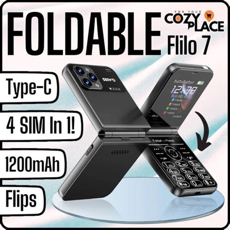 Flilo 7 Flip Phone For Work 4 Sim Hd Screen Auto Call Record Long Life