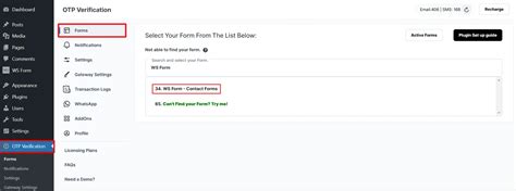 Ws Form에 대한 Otp 검증 Wordpress의 연락처 양식