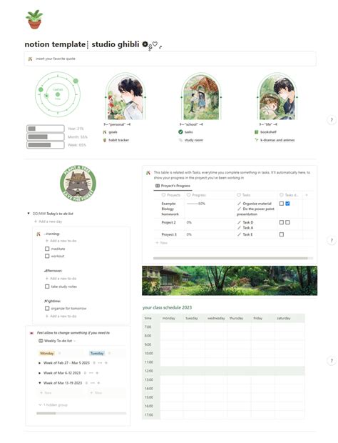 Notion Template Studio Ghibli Themed ゅ Lirstemplatess Ko Fi Shop