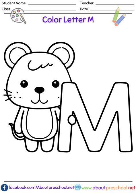 Free Letter M Coloring Page About Preschool