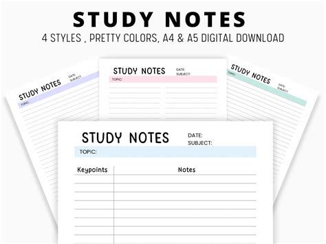 Printable Study Notes Template Educational Printable Worksheets