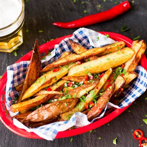 Papas Fritas Al Horno Con Ajo Y Pimientos Rojos Cocina Facil