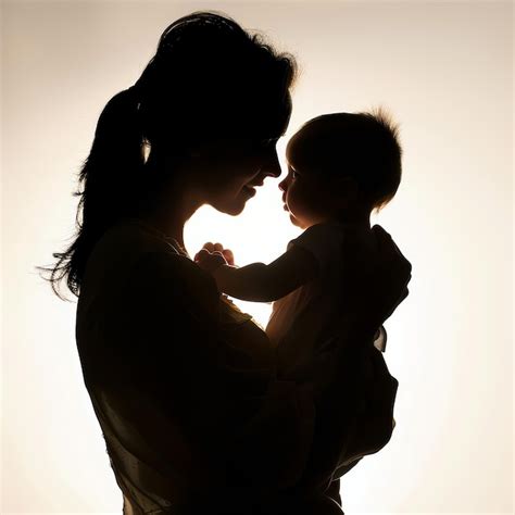 Premium Photo A Silhouette Portrait Of Mother Holding Baby