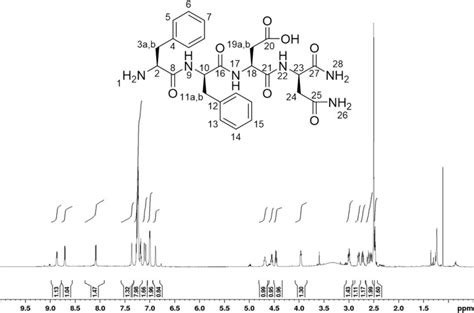 Proton Nmr Spectrum Of The Synthetic Peptide Amide Ffdn Nh2 Dmso D6