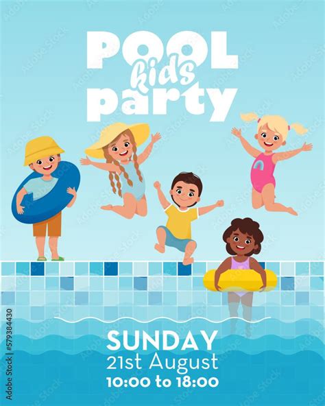 Summer Time Cartoon Pool Party Poster Artofit